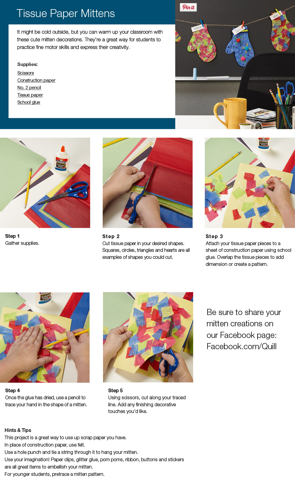 Tissue Paper Mittens Tutorial | Quill.com