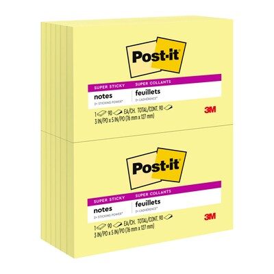 Post-it Notes, 3" x 5", Canary Collection, 100 Sheet/Pad, 12 Pads/Pack ...