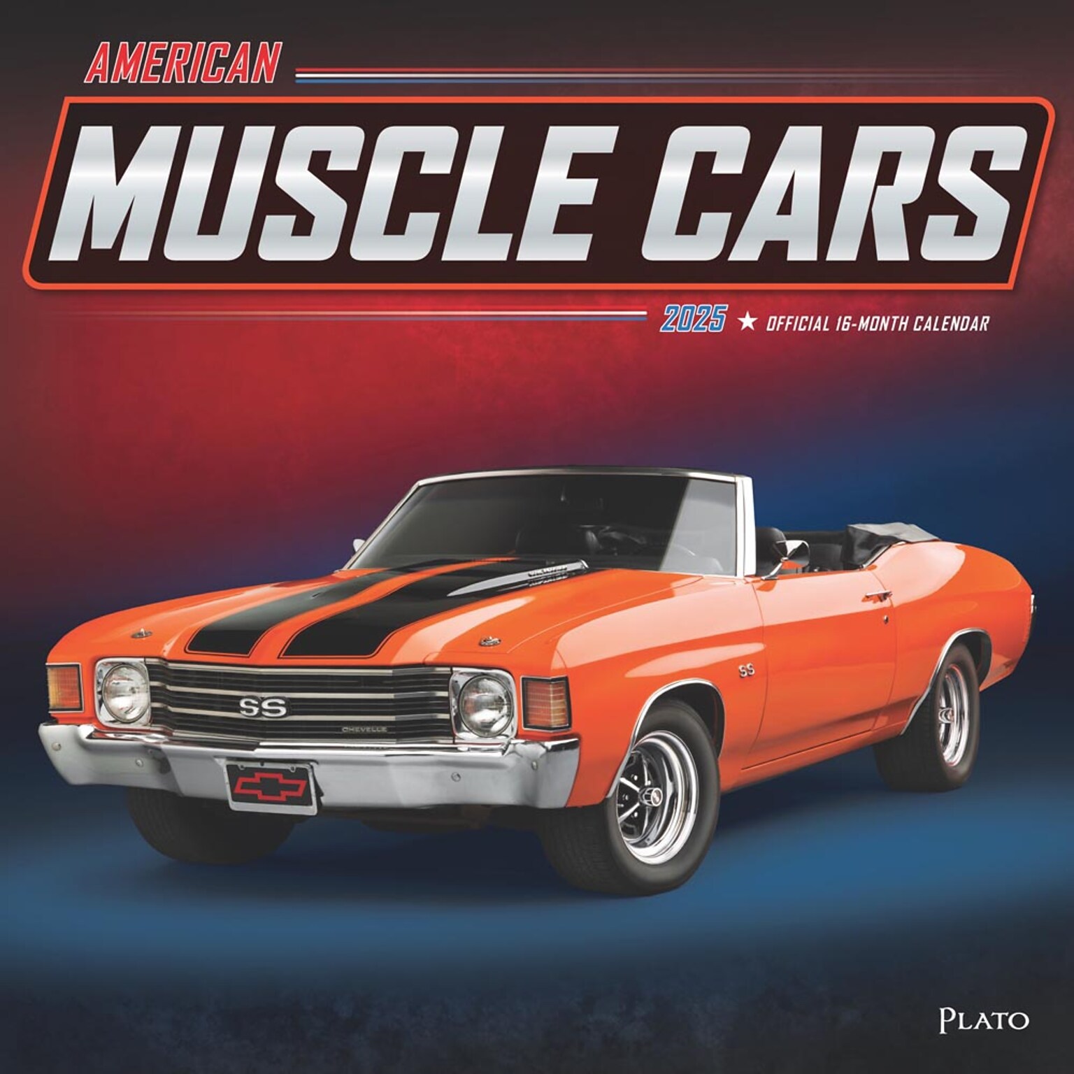 2025 Plato American Muscle Cars 12" x 24" Monthly Square Wall Calendar ...