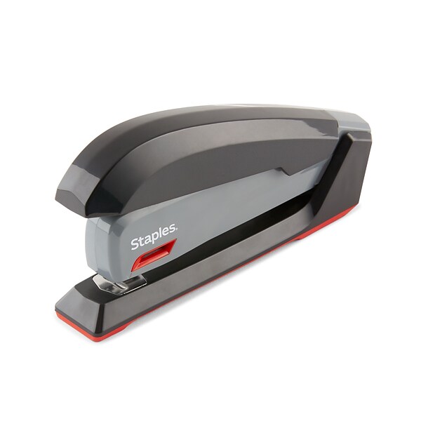 Staples One-Touch Desktop Stapler, 20 Sheet Capacity, Gray/Black/Red ...