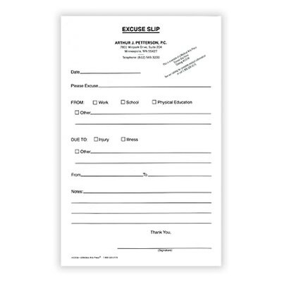 Medical Arts Press® Illness/Injury Excuse Slips; 5-1/2x8-1/2" | Quill.com