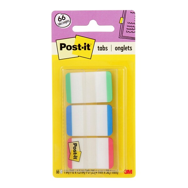 Post-it Tabs, 1" Wide, Assorted Colors, 66 Tabs/Pack (686L-GBR) | Quill.com