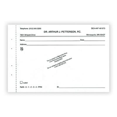 Medical Arts Press® 3-Part Rx Blanks; Carbonless, 4x5-1/2" | Quill.com