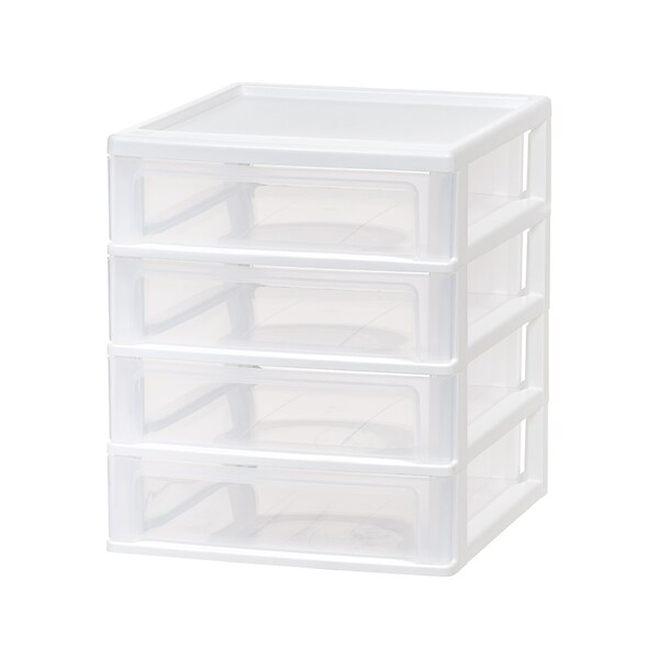 Iris 4-Drawer Desktop Unit, White/Clear (587014) | Quill.com