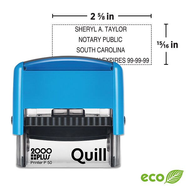 Custom Quill 2000 Plus® Self-Inking Printer P 50 Notary Stamp, 15/16" x ...