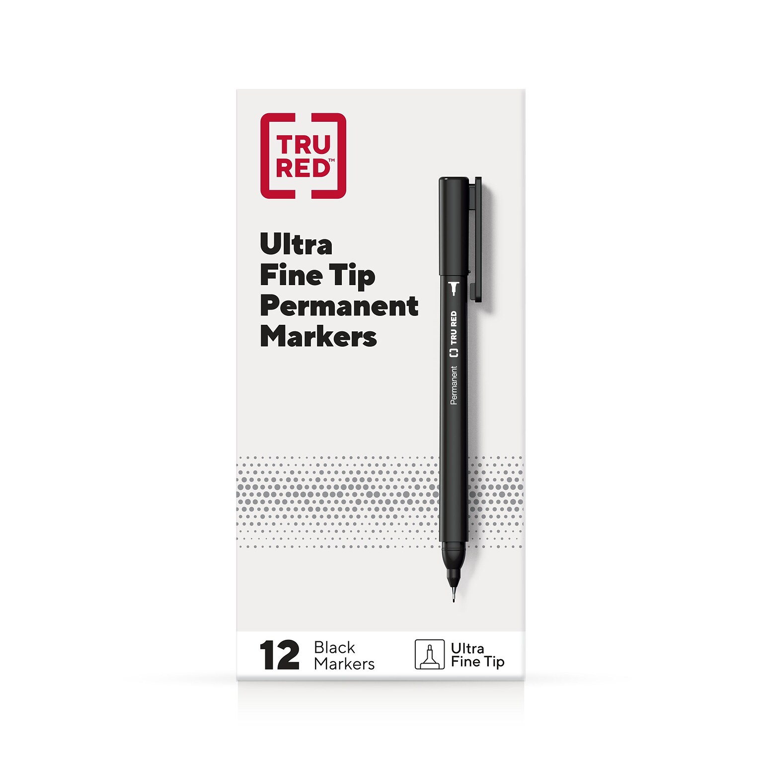 TRU RED™ Pen Permanent Markers, Ultra Fine Tip, Black, 12/Pack (TR54534 ...