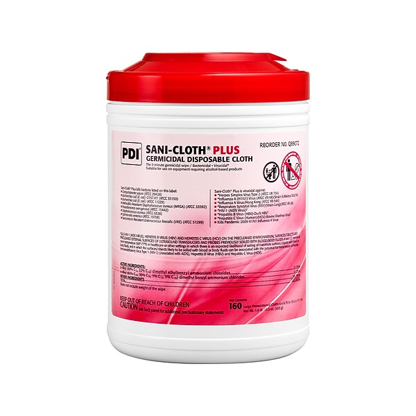 Sani-Cloth Plus Disinfecting Wipes, 160 Wipes/Canister, 12 Canisters ...