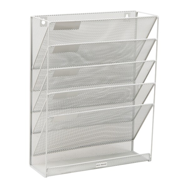 Mind Reader 5-Pocket Metal Mesh Mountable Wall File, Letter Size, White ...
