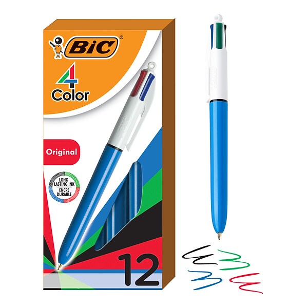 BIC 4-Color Retractable Ballpoint Pen, Medium Point, 1.0mm, Multicolor ...