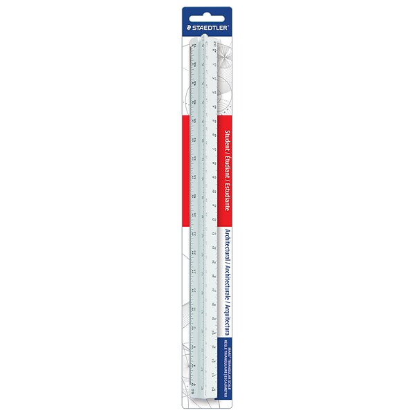 Staedtler Mars 12" Imperial/Metric Triangular Architect Scale, White ...