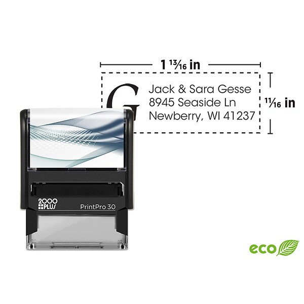 Custom 2000 Plus® PrintPro™ 30 Self-Inking Stamp, 11/16" x 1-13/16 ...