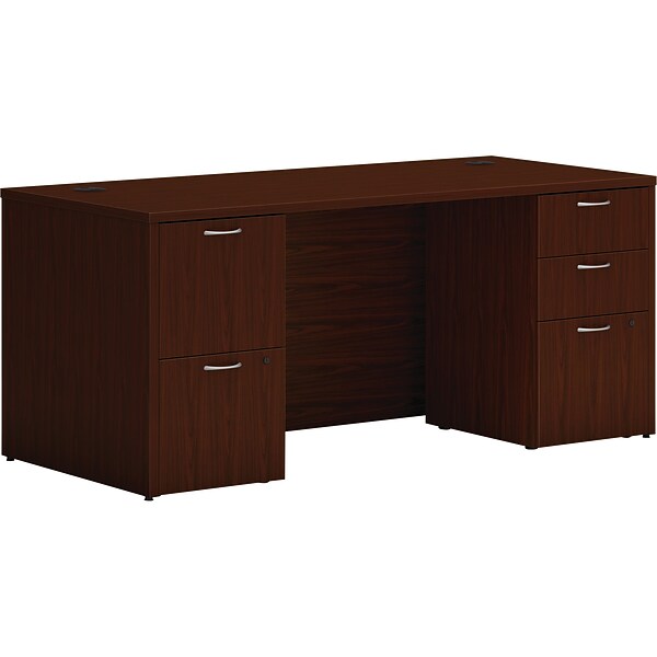 HON Mod 66"W Computer Desk, Traditional Mahogany (HLPLDS66PSTM1 ...