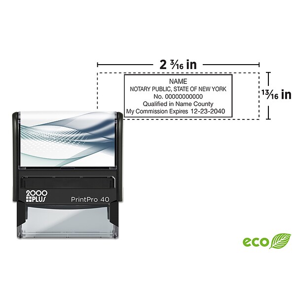 Custom 2000 Plus® PrintPro™ 40 Self-Inking Notary Stamp, 13/16" x 2-3/16" | Quill.com