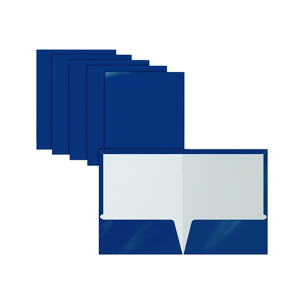 Better Office Glossy 2-Pocket Portfolio Folder, Blue, 25/Pack (80182 ...