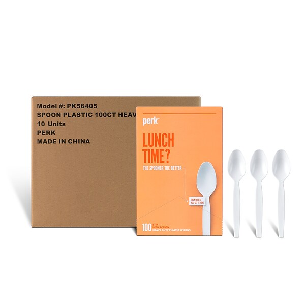 Perk™ Polystyrene Spoon, Heavy-Weight, White, 1000/Carton (PK56405CT ...