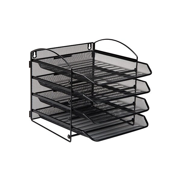 Mind Reader 4-Pocket Metal Mesh Mountable Wall File, Letter Size, Black ...