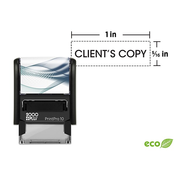 Custom 2000 Plus® PrintPro™ 10 Self-Inking Stamp, 5/16" x 1", Client’s ...