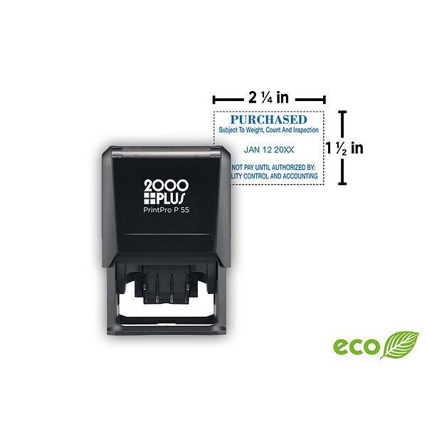 Custom 2000 Plus® PrintPro™ Self-Inking Economy Dater 55D, 2-1/4” x 1-1 ...