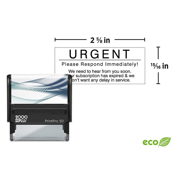 Custom 2000 Plus® PrintPro™ 50 Self-Inking Stamp, 15/16" x 2-11/16 ...
