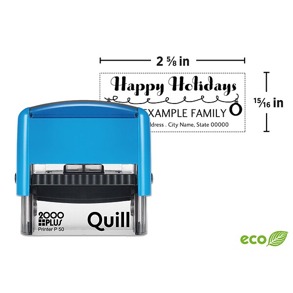 Custom Quill 2000 Plus® Printer P 50 Self-Inking Holiday Stamp, 15/16 ...