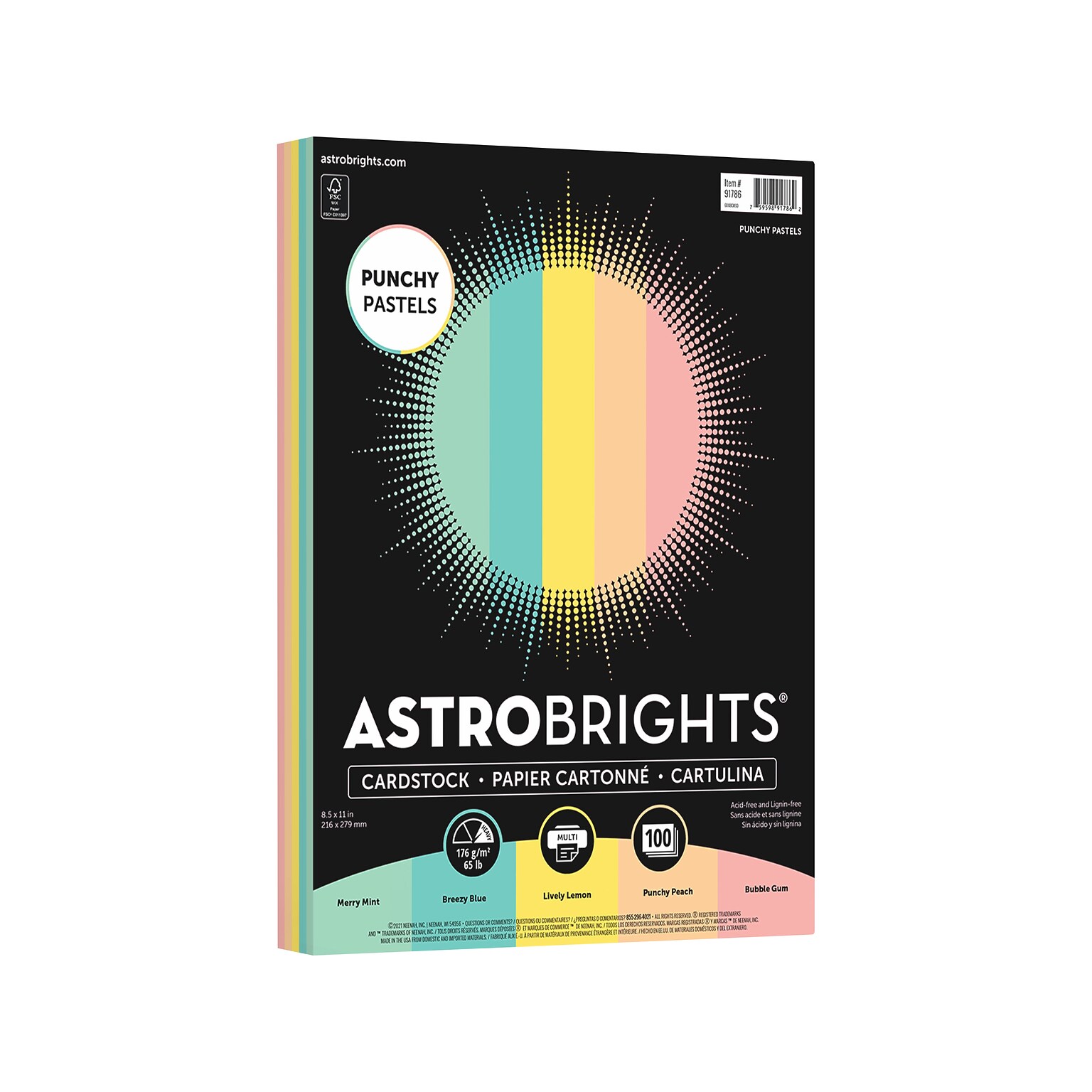Astrobrights Punchy Pastels 65 lb. Colored Paper, 8.5" x 11", Assorted ...