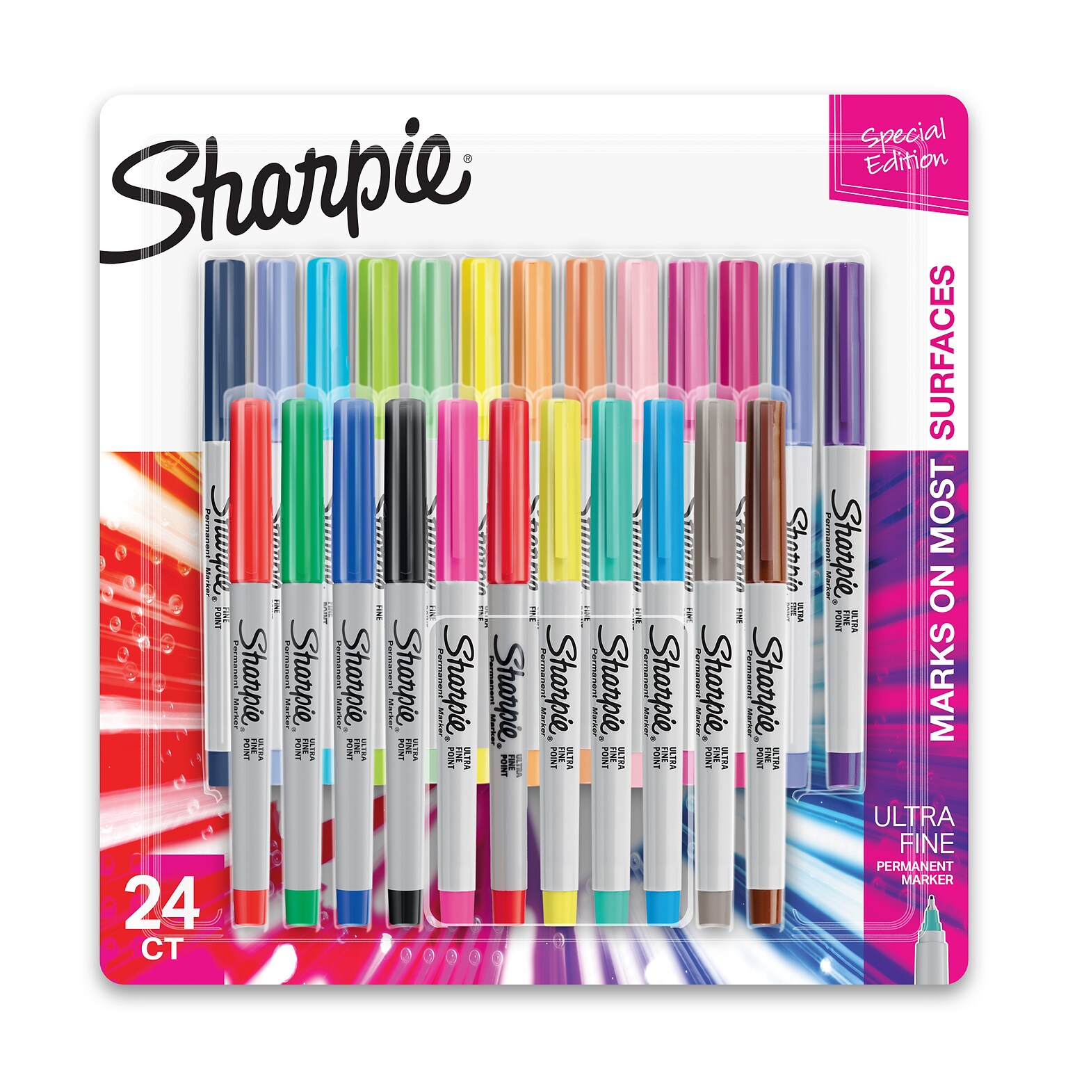 Sharpie Color Burst Permanent Markers, Ultra Fine Tip, Assorted, 24 ...
