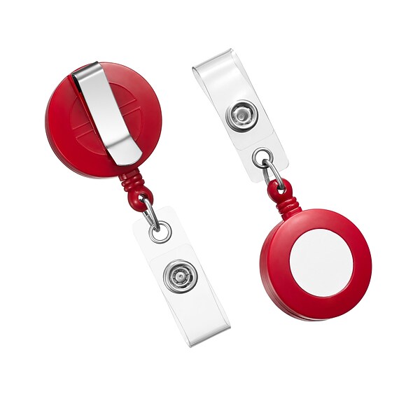 Staples Retractable Name Badge Holders, Plastic, Red, 25/Pack (51619 ...