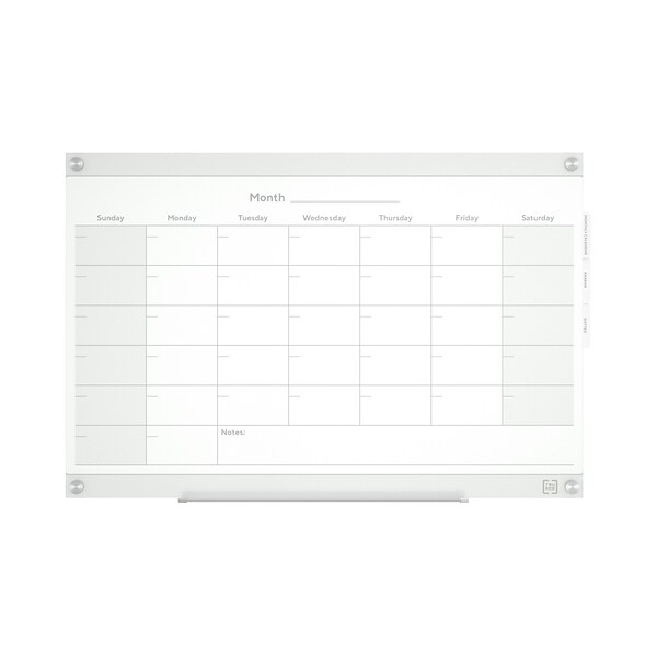 TRU RED™ Templated Magnetic Glass Dry-Erase Whiteboard, 3' x 2 ...