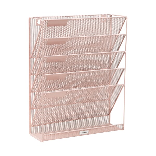 Mind Reader 5-Pocket Metal Mesh Mountable Wall File, Letter Size, Pink ...