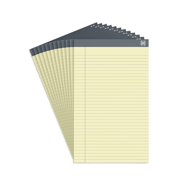 TRU RED™ Notepads, 8.5" x 14", Wide Ruled, Canary, 50 Sheets/Pad, 12 ...