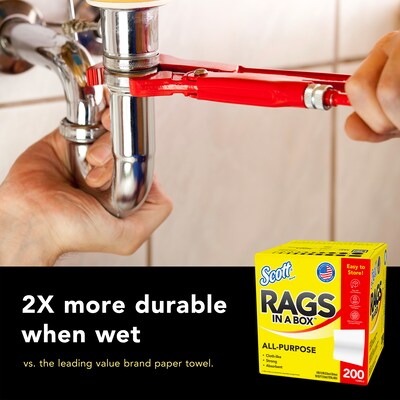 Scott Rags In a Box Cleaning Rags, White, 200 Rags/Box (72560) | Quill.com