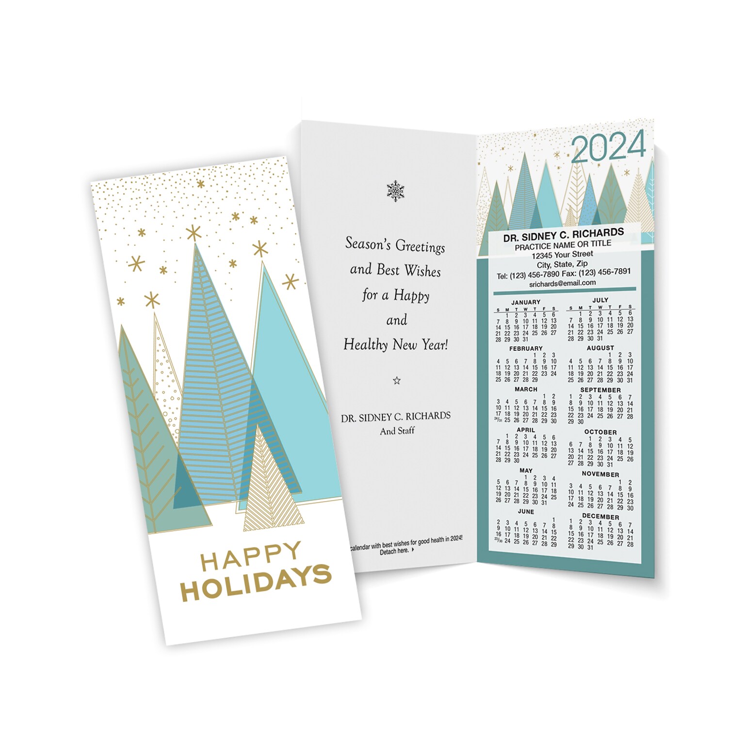 Custom Folded Calendar Cards, 3.625" x 8.5", 12 Pt. Coated Stock, 100 ...