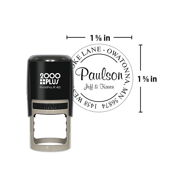 Custom 2000 Plus® PrintPro™ R40 Self-Inking Round Monogram Stamp, 1-9/ ...
