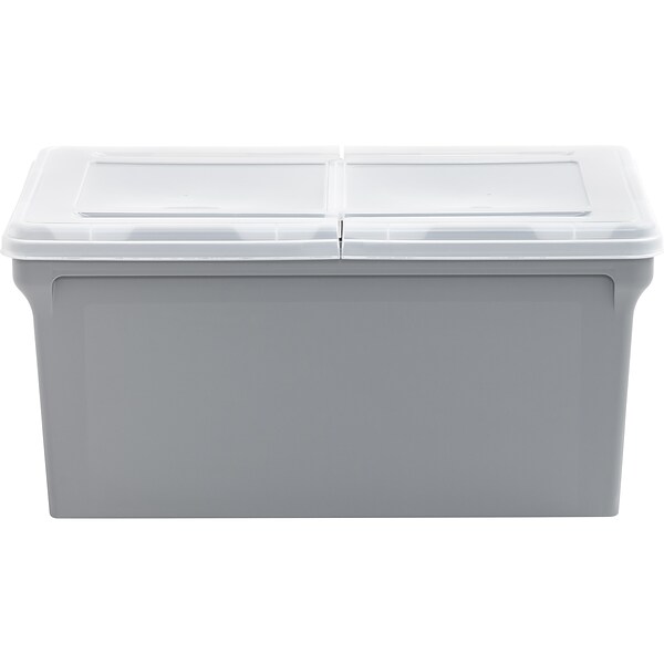 Iris Plastic File Box with Split Lid, Letter Size, Gray/Translucent ...