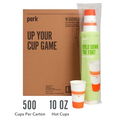 Perk™ Paper Hot Cup, 12 oz., White/Blue, 500/Carton (PK54367CT) | Quill.com