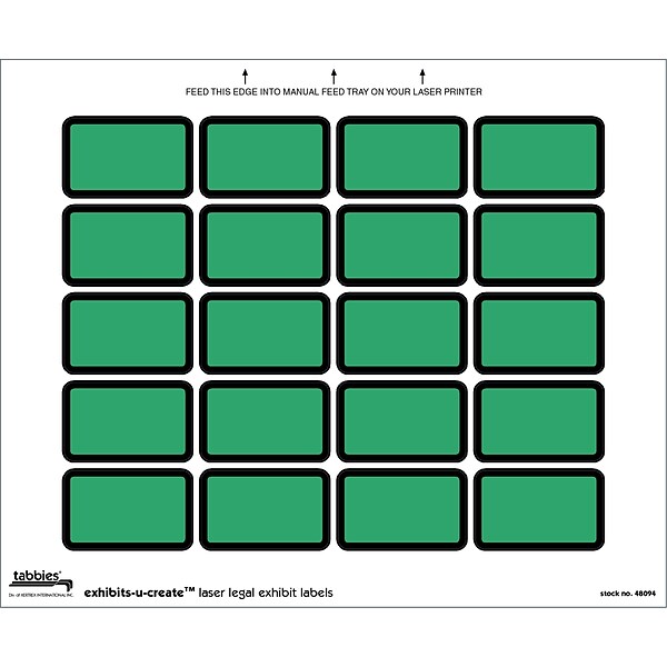 Tabbies Exhibits-U-Create Labels, Blank, 1" X 1 5/8", Green, 240/Pack ...
