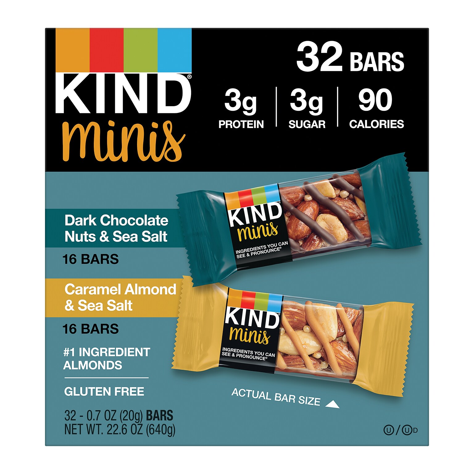 KIND Minis Gluten Free Nut Bar, Variety Pack, 32 Bars/Box (220-00799 ...