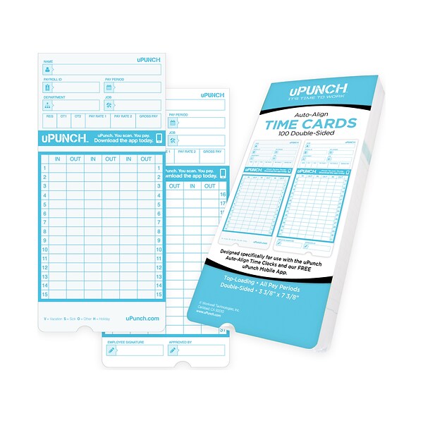 uPunch Pay-to-Punch Time Card for SB1200 Time Clock, 100/Pack ...