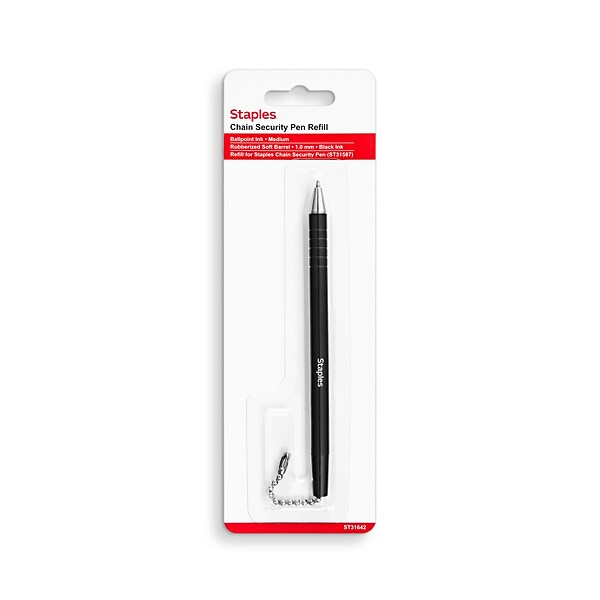 Staples® Anchor Ballpoint Pen Refill, Medium Point, Black Ink (ST31642 ...