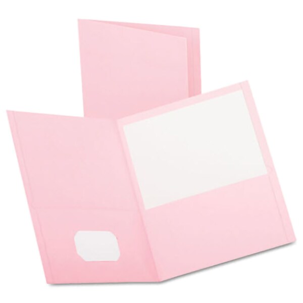 Oxford Twin-Pocket Folder, Embossed Leather Grain Paper, Pink, 25/Box ...