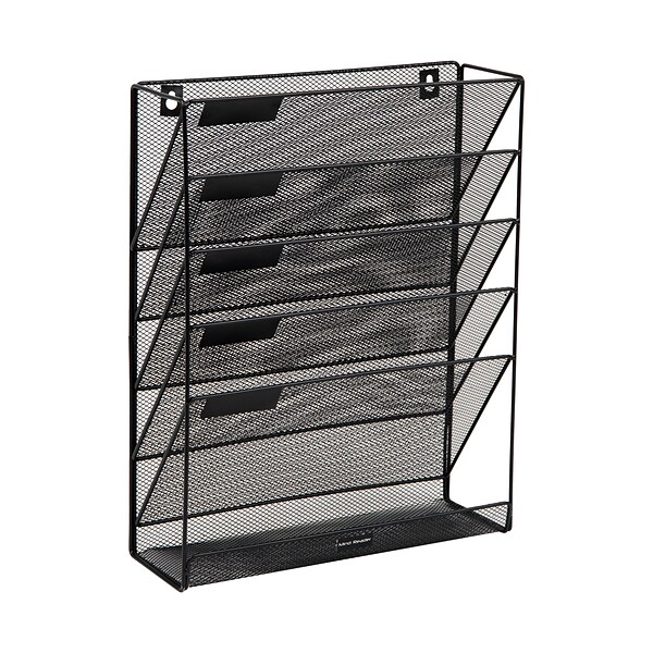 Mind Reader 5-Pocket Metal Mesh Mountable Wall File, Letter Size, Black ...