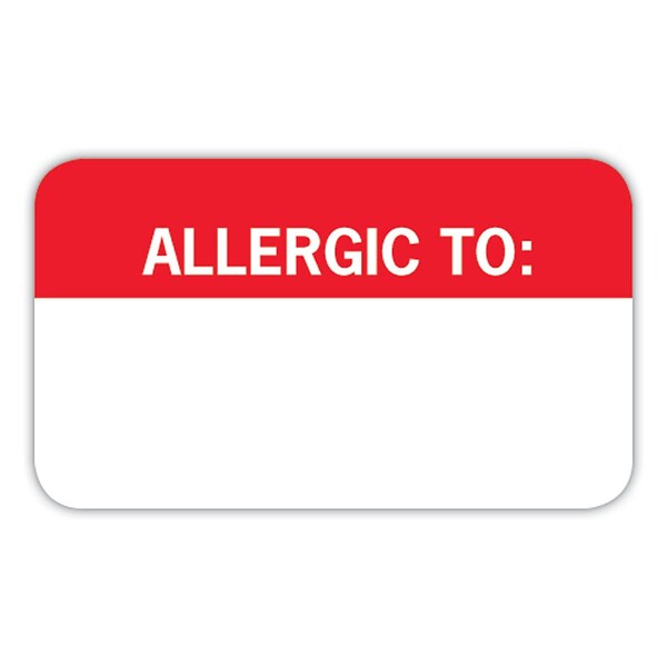 Allergy Warning Medical Labels, Allergic To:, Red and White, 7/8x1-1/2 ...