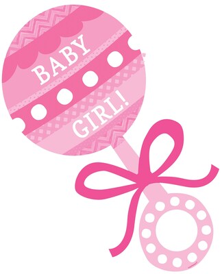 Pink Baby Rattle Cutout 15"x7.5" 10pk | Quill.com