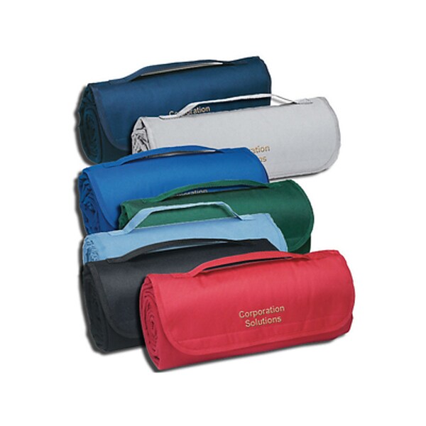 Custom Screen Printed Rollup Blanket | Quill.com