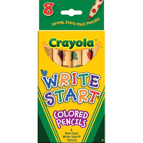 Crayola Kids' Write Start Colored Pencils, Multicolor, 8/Box (68-4108 ...
