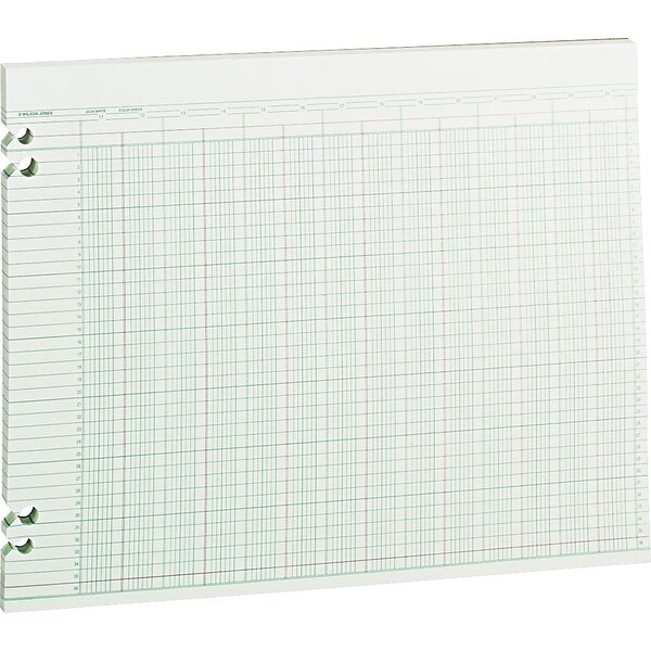 Wilson Jones Ledger Paper, 24 Columns, 11" x 14", Green, 100 Sheets ...