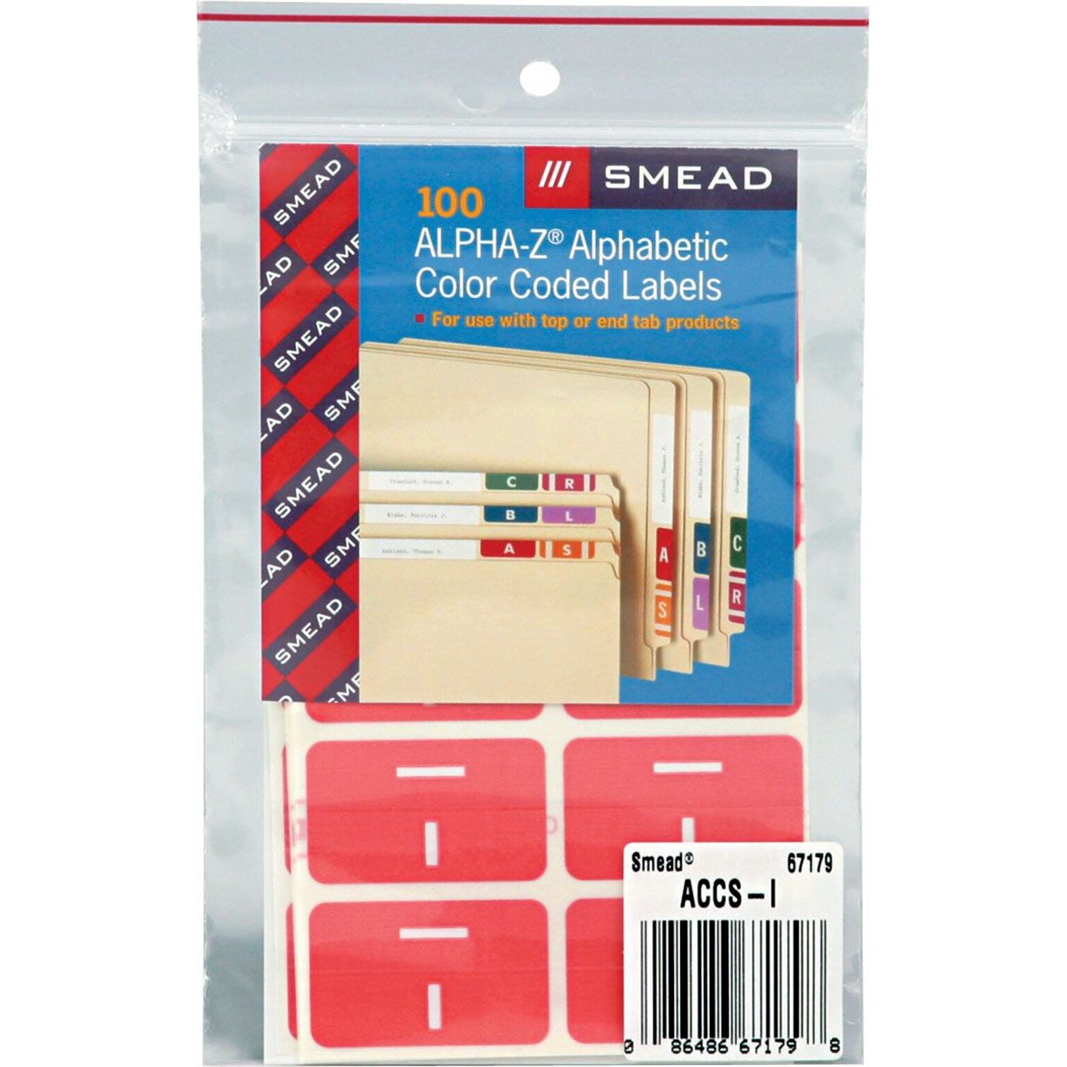 Smead AlphaZ ACCS Color-Coded Alphabetic Labels, I, Pink, 100/Pack ...