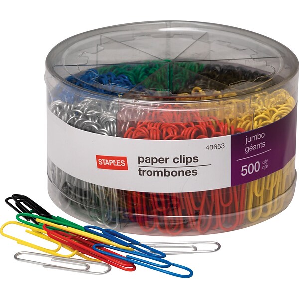 Staples® Vinyl-Coated Paper Clips, Jumbo, Assorted Colors, 500/Pack ...