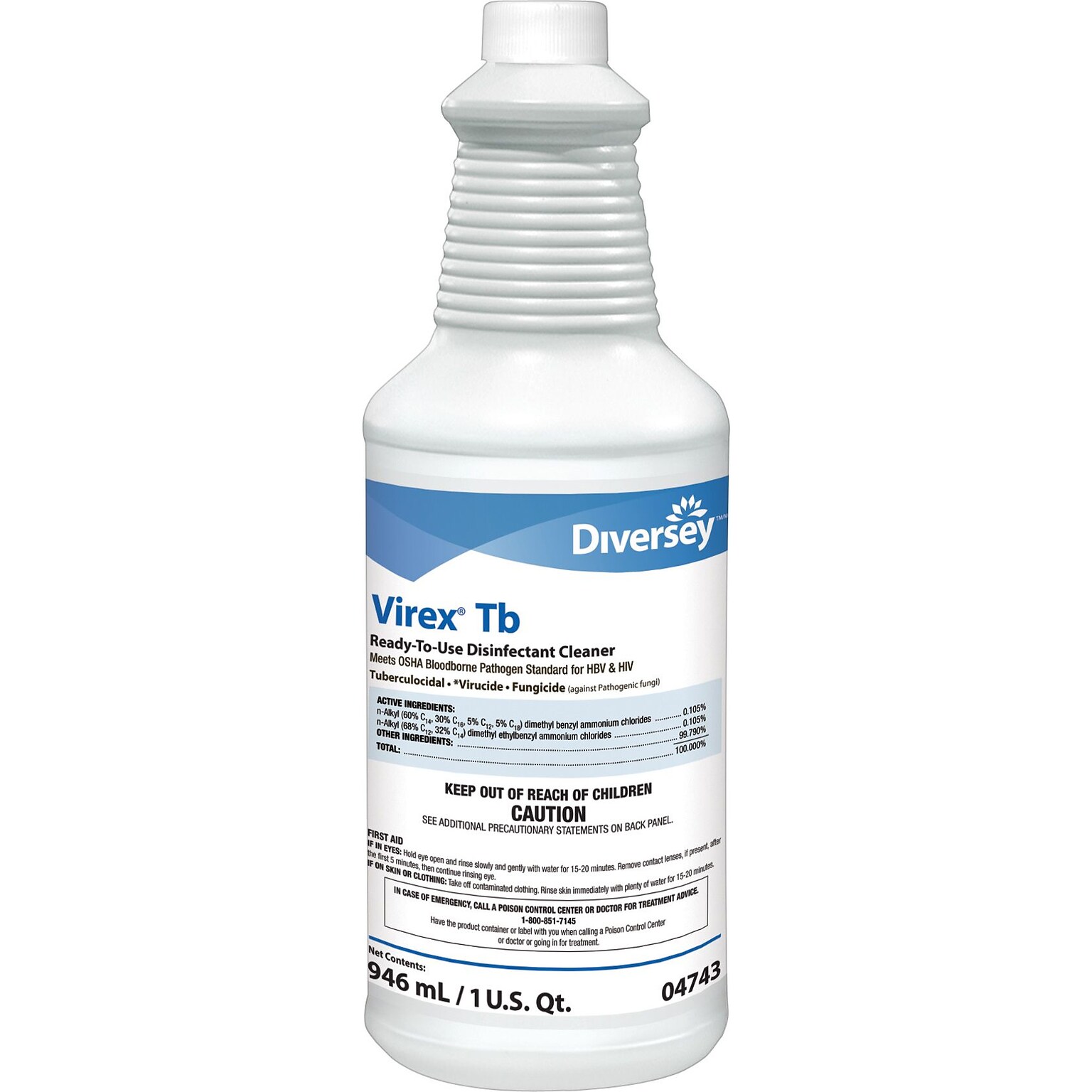 Diversey Virex TB Disinfectant Cleaner, RTU, Lemon Scent, 32 oz., 12 ...