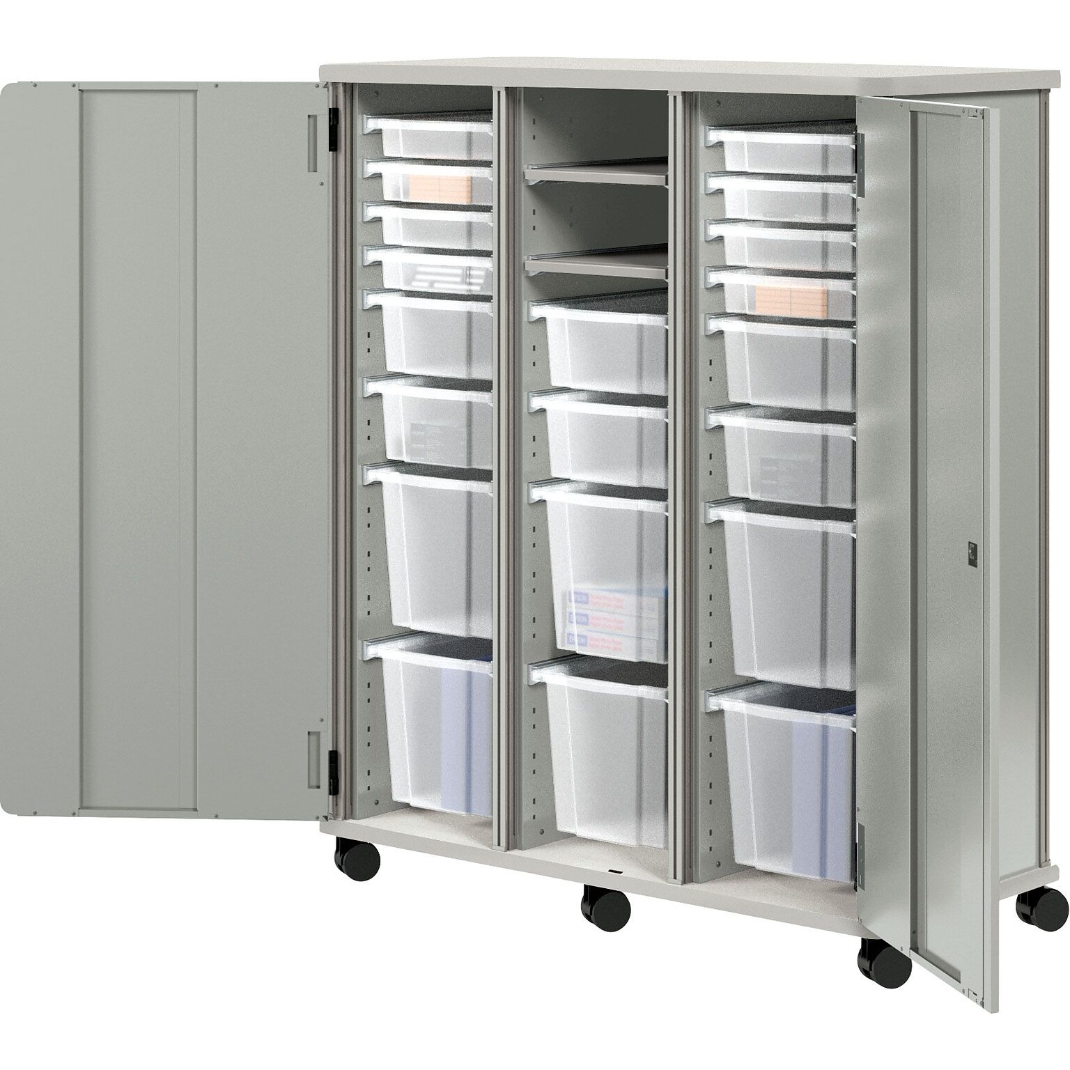 HON® SmartLink® 61.75"H Laminate Modular Storage Cabinet, Silver Mesh ...